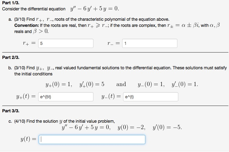 Solved Homogeneous Equation's problem. I was able to find r+ | Chegg.com