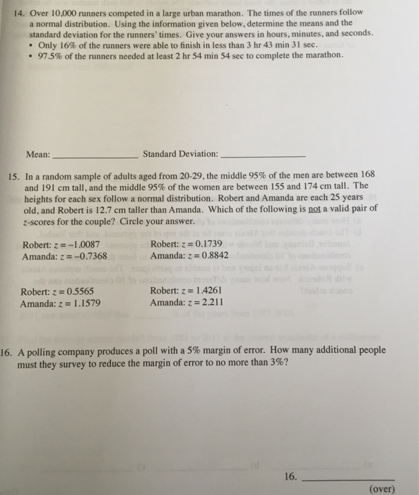 Solved Over 10.000 runners competed in a large urban | Chegg.com