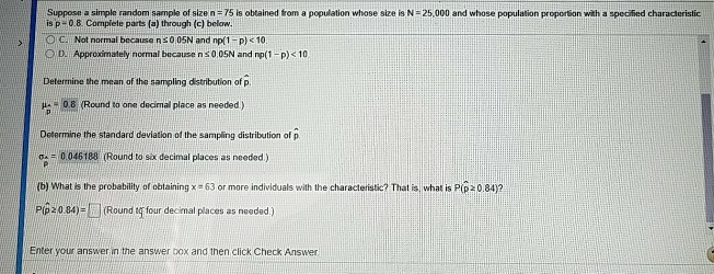 Solved Suppose a simple random sample of size n-7 is | Chegg.com