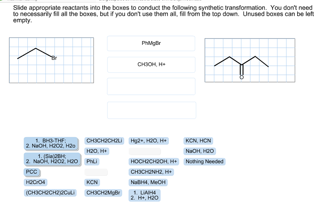 Solved Slide appropriate reactants into the boxes to conduct | Chegg.com