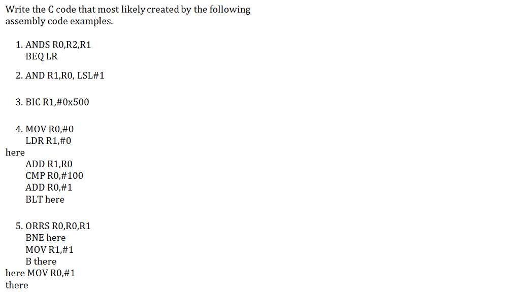 Write the C code that most likely created by the | Chegg.com
