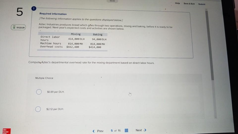 Solved Help Save & Exit Submit 5 Required information (The | Chegg.com