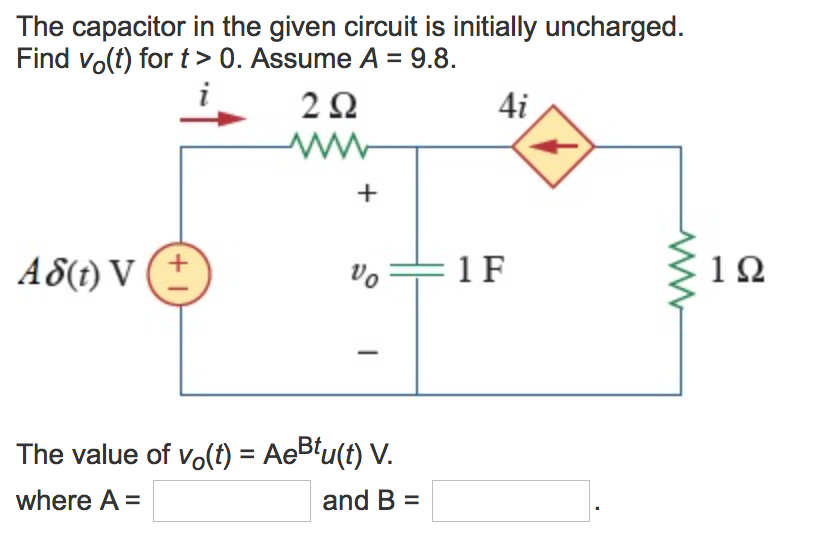 Solved The capacitor in the given circuit is initially | Chegg.com