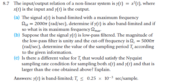 Solved The input/output relation of a non-linear system is | Chegg.com