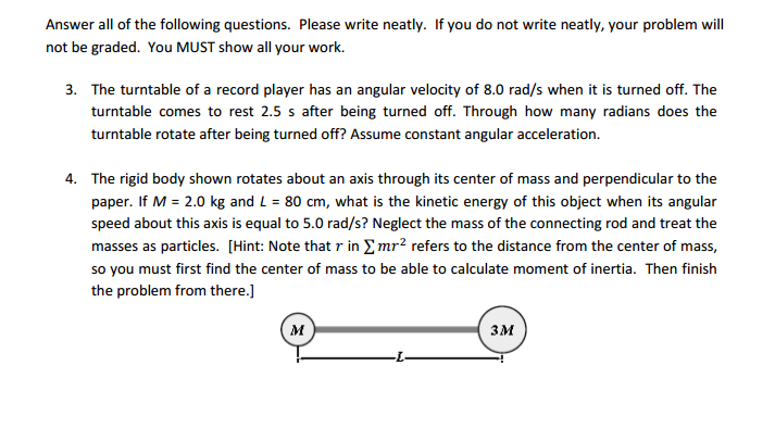Solved The turntable of a record player has an angular | Chegg.com