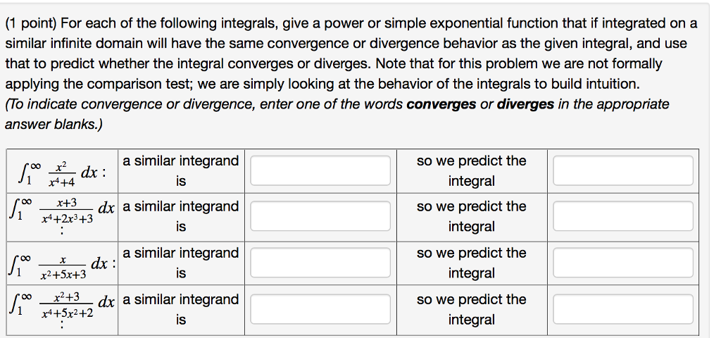 Solved (1 point For each of the following improper | Chegg.com