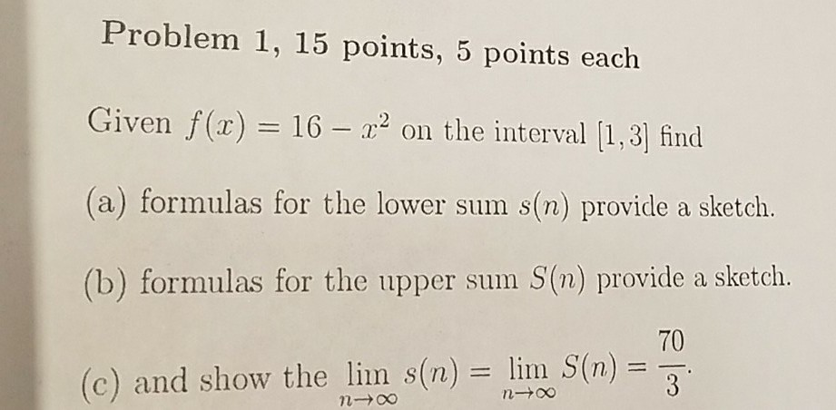 Solved Problem 1, 15 points, 5 points each Given f(x) = 16-2 | Chegg.com