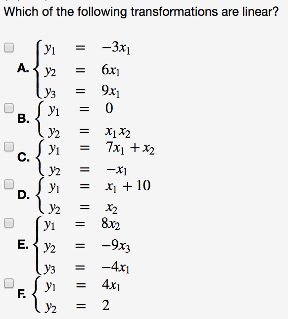 Solved Which of the following transformations are linear? 3 | Chegg.com