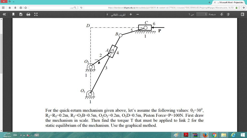 Solved For the quick-return mechanism given above, let's | Chegg.com
