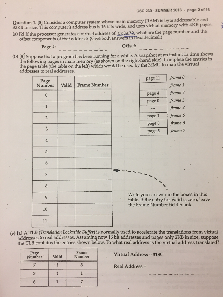 Solved CSC 230 -SUMMER 2013 page 2 of 16 M) is byte | Chegg.com