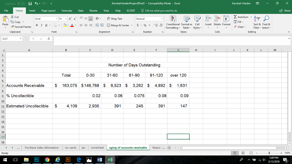 Solved Project2Part2 - Compatibility Mode - Excel Kendrah | Chegg.com