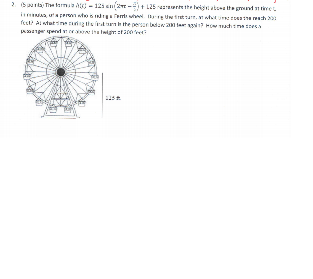 Solved 2. (5 points) The formula h(t)= 125 sin (2pit -pi/2) | Chegg.com