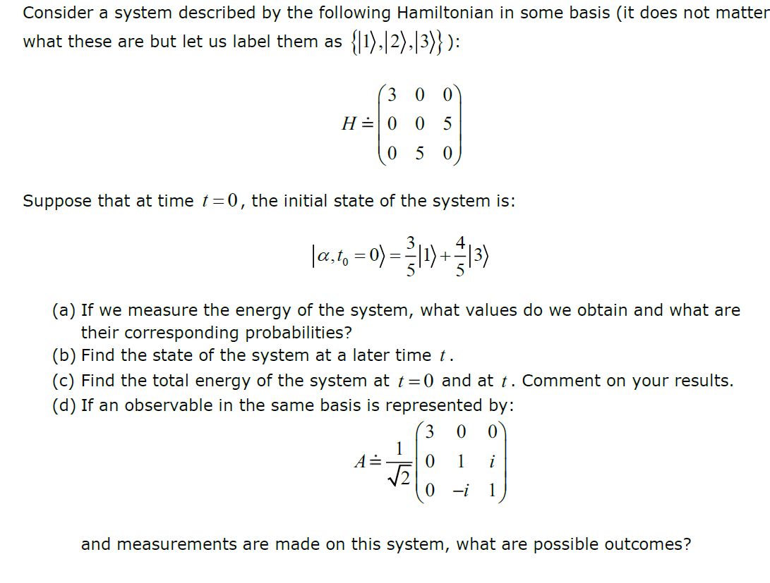 Solved Consider a system described by the following | Chegg.com
