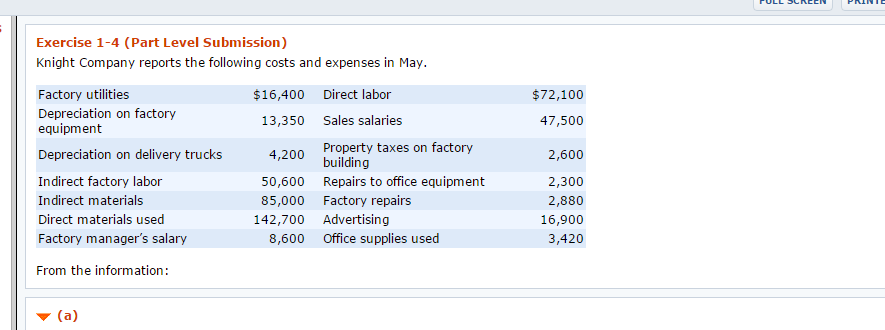 Solved Exercise 1-4 (Part Level Submission) Knight Company | Chegg.com