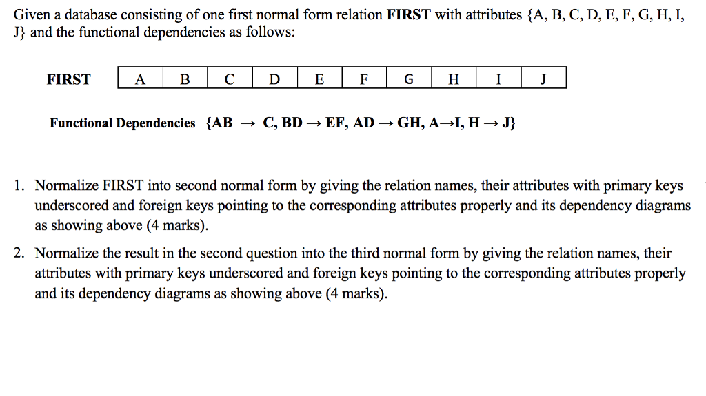 Solved Given A Database Consisting Of One First Normal Form 2560