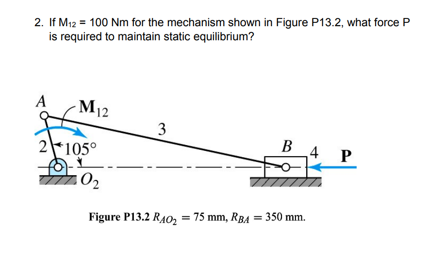 Solved 2. If M12 100 Nm for the mechanism shown in Figure | Chegg.com