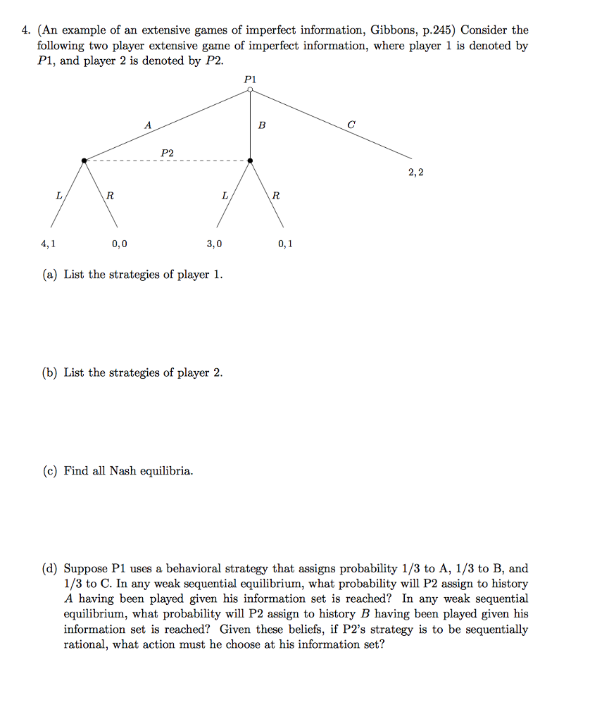 4. (An example of an extensive games of imperfect | Chegg.com