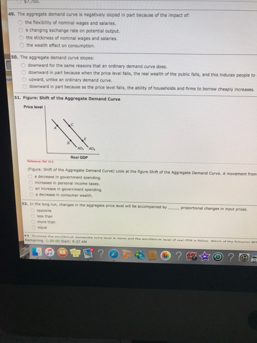 Solved The aggregate demand curve is negatively sloped in | Chegg.com