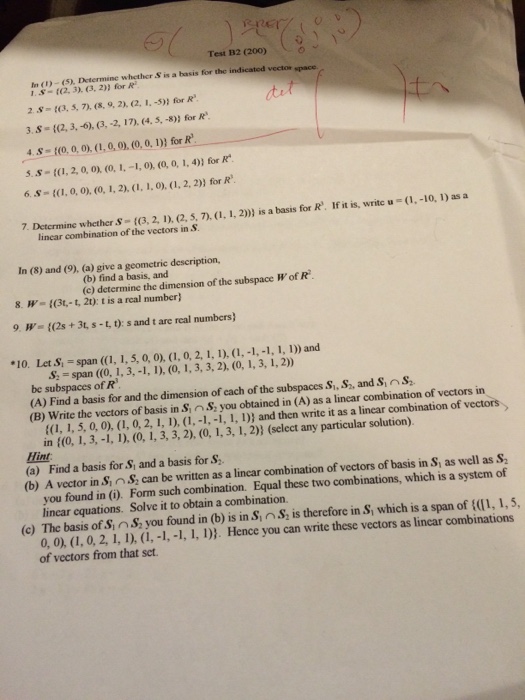 Solved In 1 5 Determine Whether S Is A Basis For The
