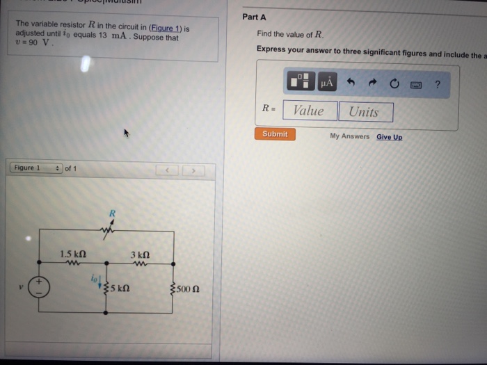 Solved The variable resistor R In the circuit in (Figure 1) | Chegg.com