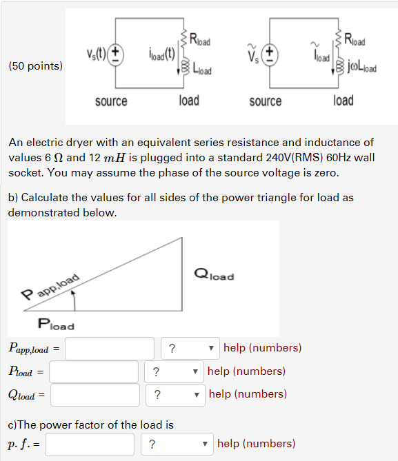 Solved load (50 points) joLpad ad source load source load An | Chegg.com