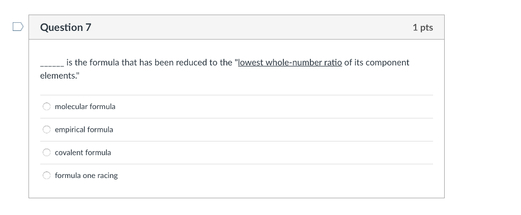 Solved D | Question 7 1 pts is the formula that has been | Chegg.com