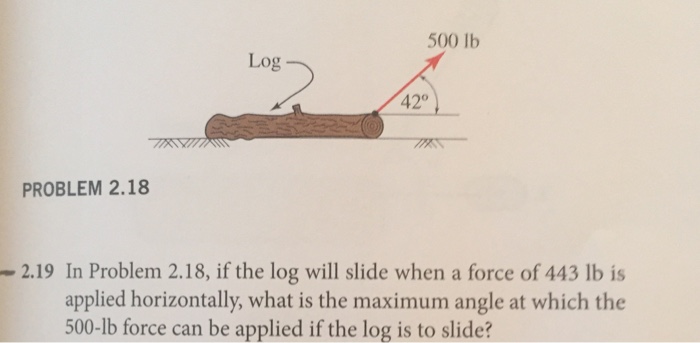 Solved In Problem 2.18, if the log will slide when a force | Chegg.com