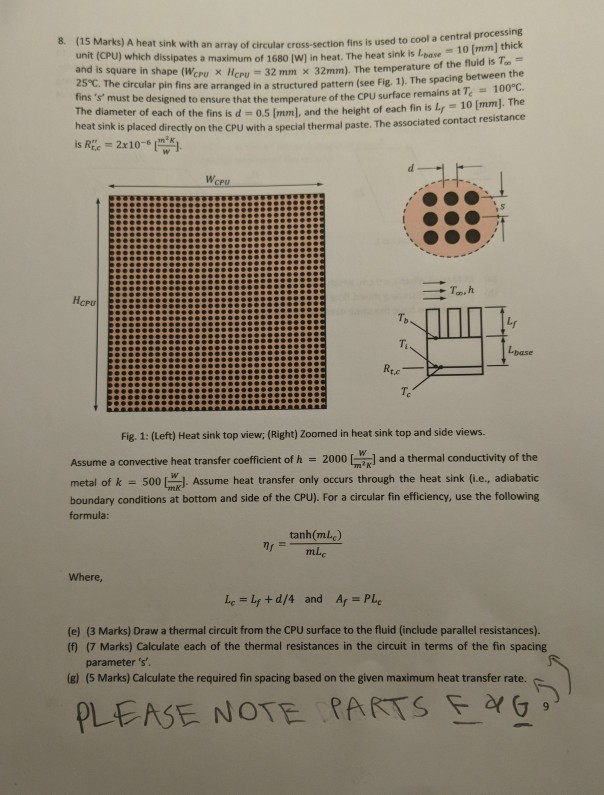 Solved with an array of circular cross-section fins is used | Chegg.com