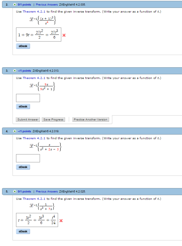 Solved Find the given inverse transform. (Write your answer | Chegg.com