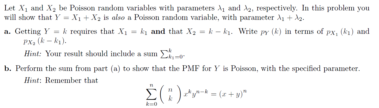 Solved Let X_2 and X_2 be Poisson random variables with | Chegg.com