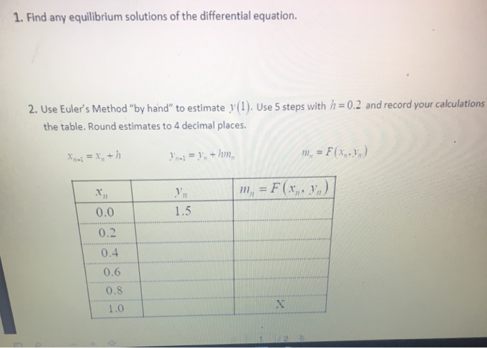 Find any equilibrium solutions of the differential | Chegg.com Find any equilibrium solutions of the differential | Chegg.com