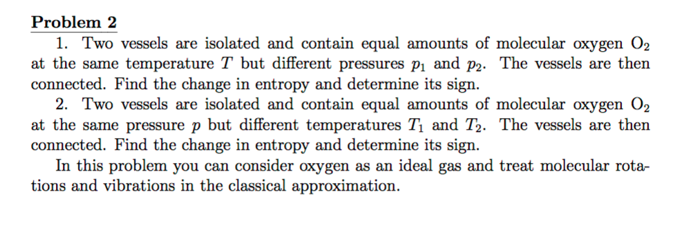 Solved Problem 2 1. Two vessels are isolated and contain | Chegg.com