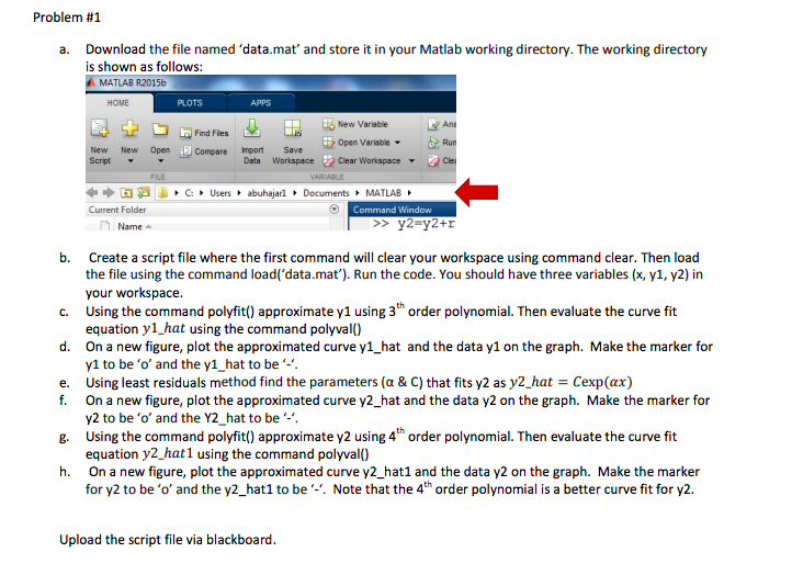 Solved Problem #1 a. Download the file named data.mat' and | Chegg.com