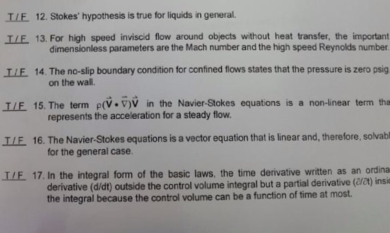 Solved TIE 12. Stokes' hypothesis is true for liquids in | Chegg.com