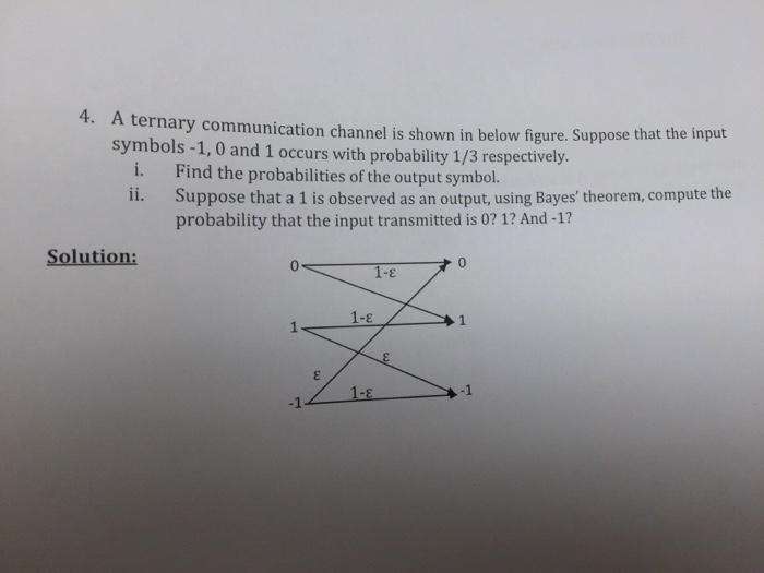 Solved A ternary communication channel is shown in below | Chegg.com
