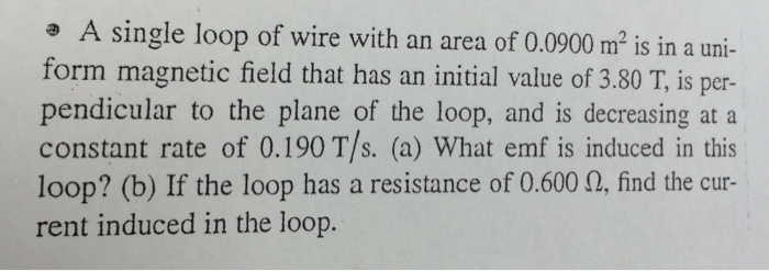 Solved A single loop of wire with an area of 0.0900 m^2 is | Chegg.com
