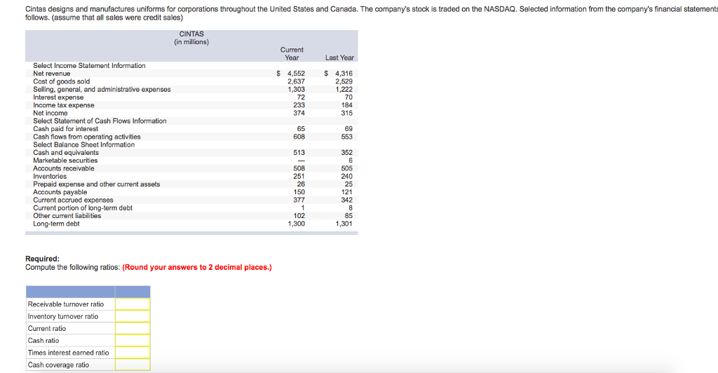 Solved Cintas designs and manufactures uniforms for | Chegg.com