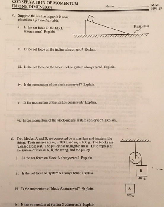 Solved Mech HW-56 Conservation of momentum in one dimension | Chegg.com