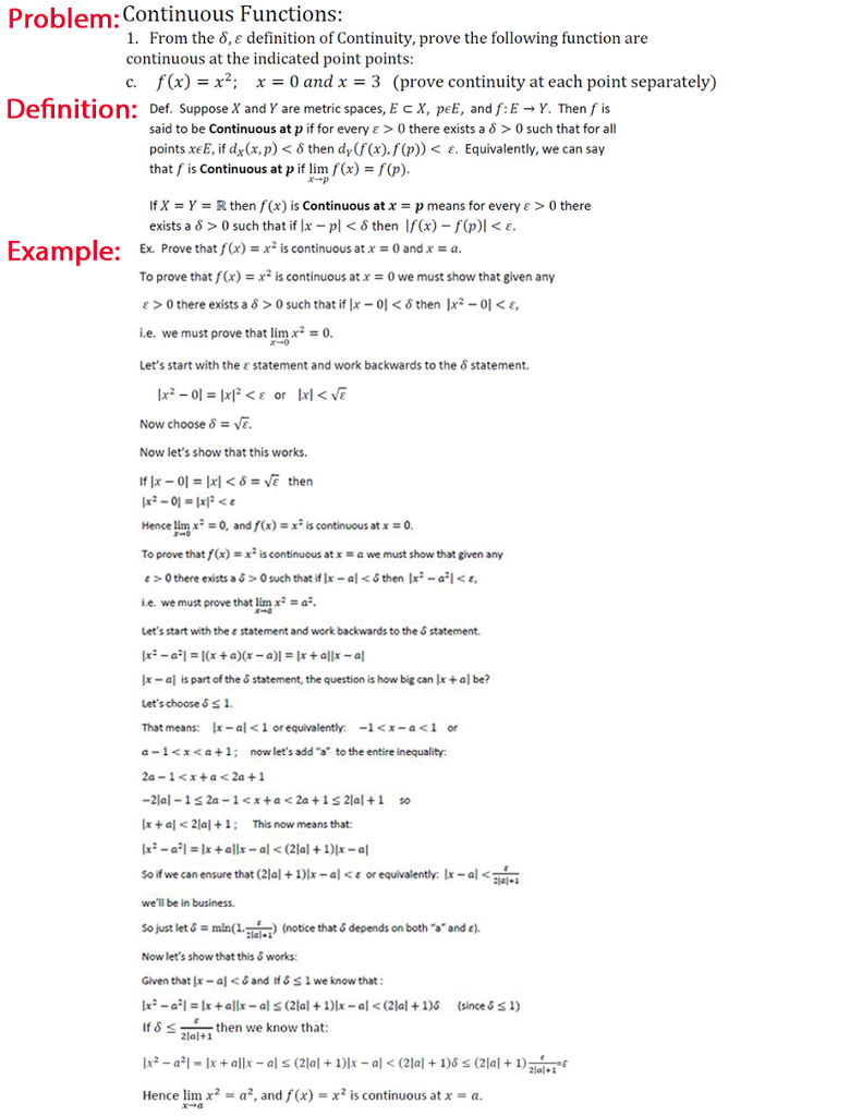 Solved Example: ex. Prove that f(x) = Problem: Continuous | Chegg.com