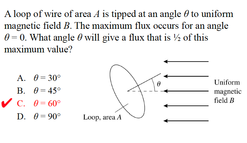 Solved A loop of wire of area A is tipped at an angle theta | Chegg.com