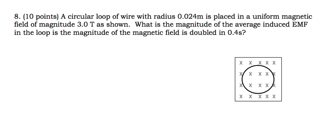 Solved A circular loop of wire with radius 0.024m is placed | Chegg.com