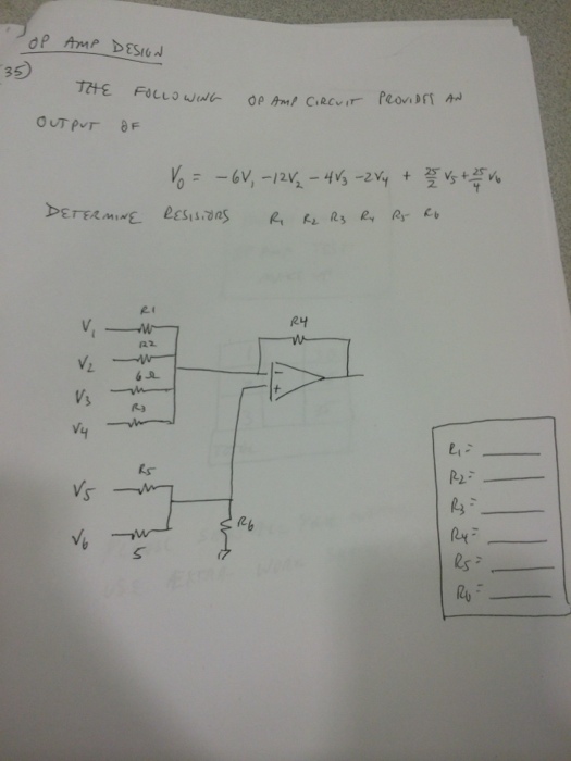 Solved The following Op AMP circuit provided an output | Chegg.com