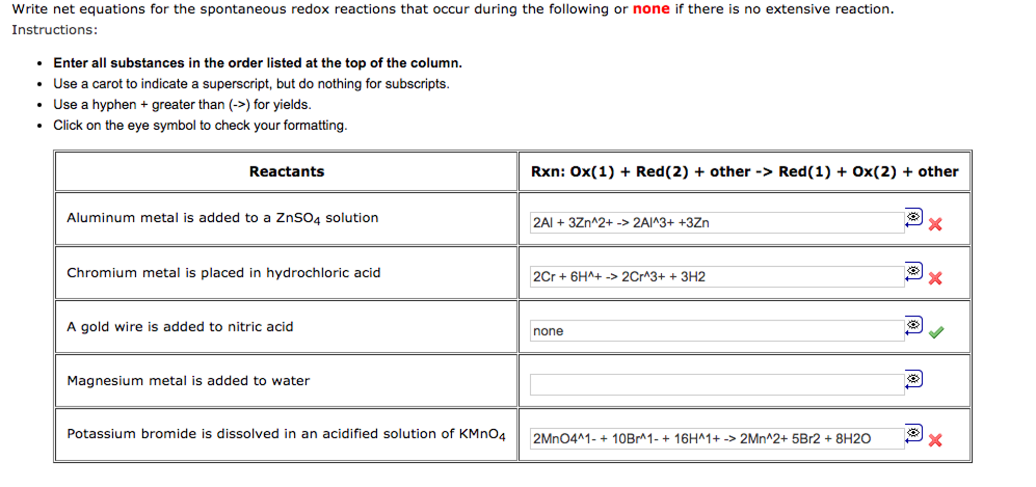 Solved Write net equations for the spontaneous redox | Chegg.com