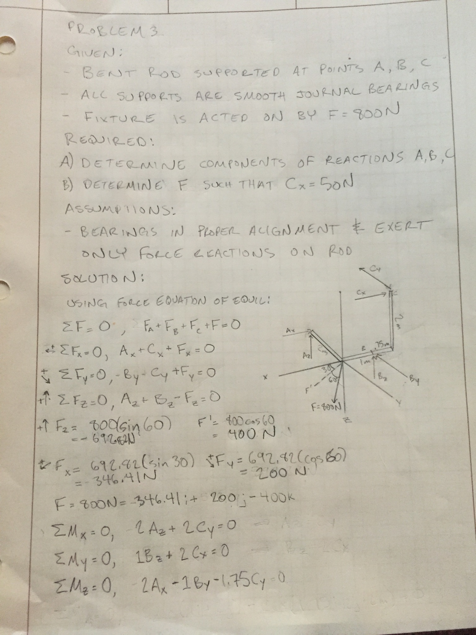 Solved Using force equations of equilibrium to find forces | Chegg.com