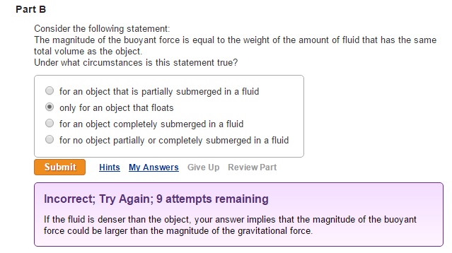 Solved An object is placed in a fluid and then released. | Chegg.com