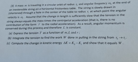 Solved an inextensible string on a horizontal frictionless | Chegg.com