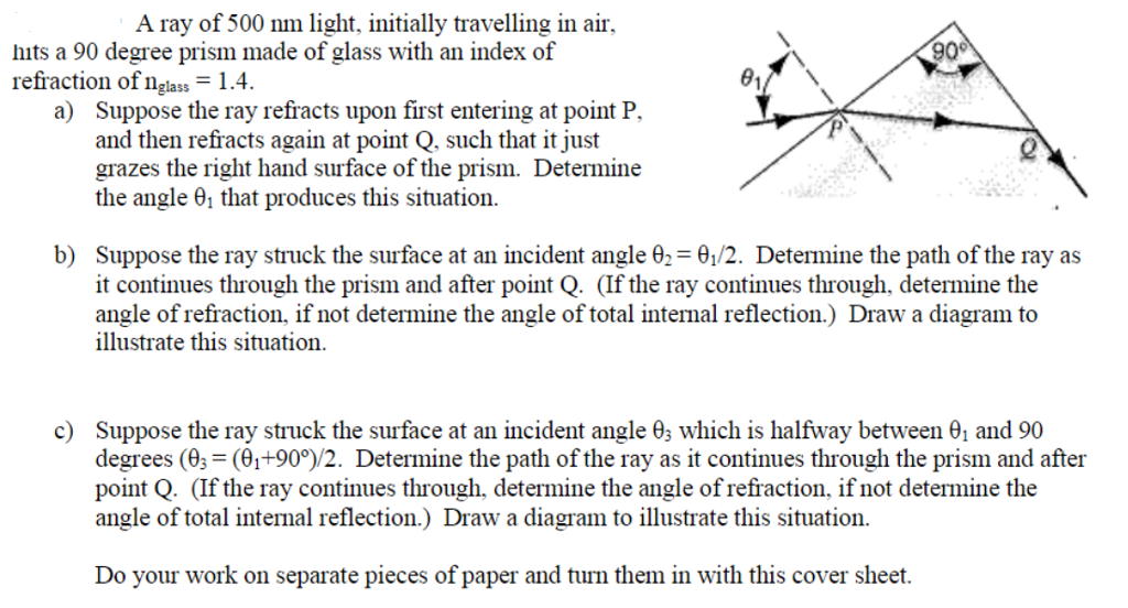 Solved A ray of 500 nm light, initially travelling in air | Chegg.com