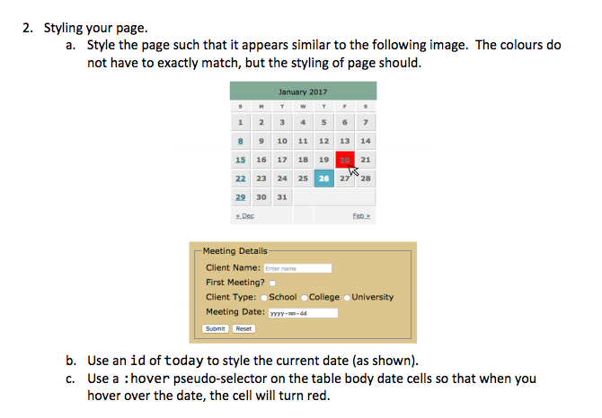 Solved 1. Construct the basic HTML5 page as follows: January | Chegg.com