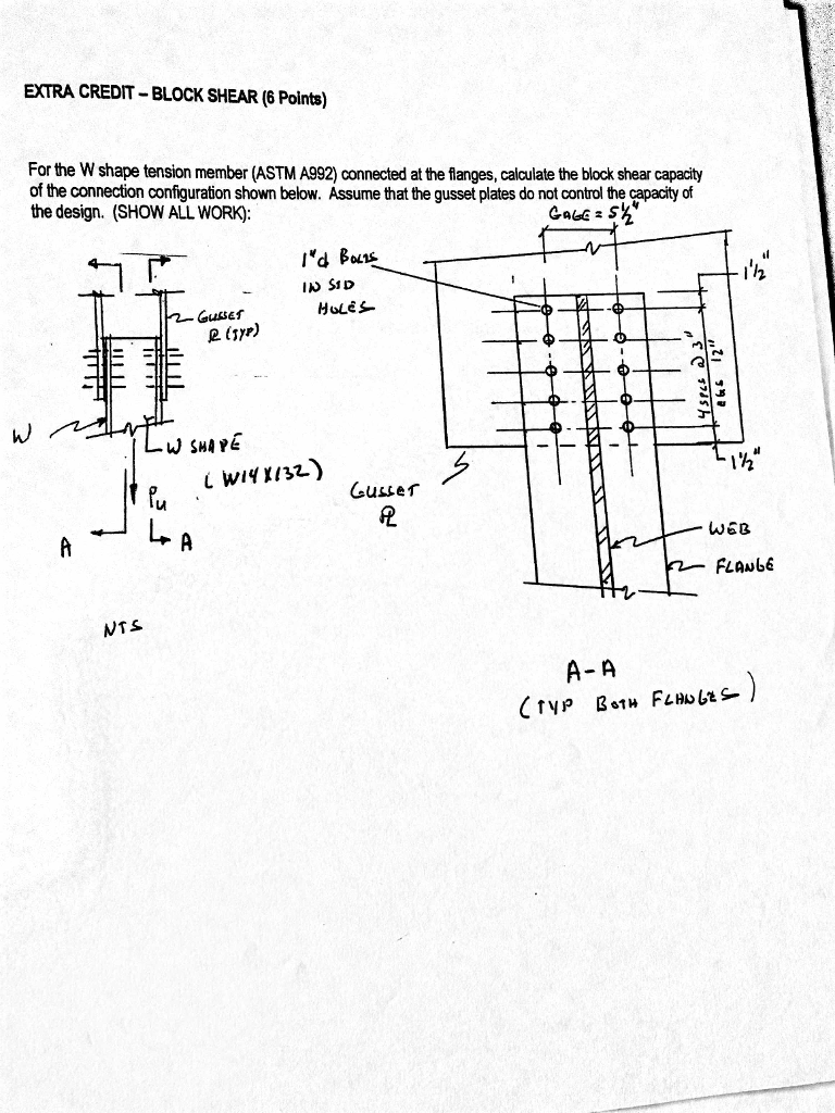 Solved For the W shape tension member (ASTM A992) connected | Chegg.com