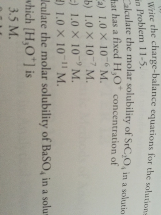 Solved Write the charge-balance equations for the solutions | Chegg.com